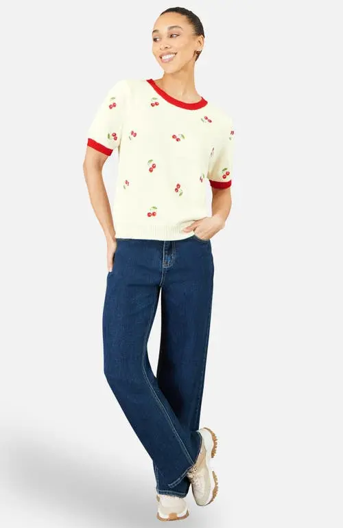 YUMI 100% Cotton Cherry Motif Knit Top