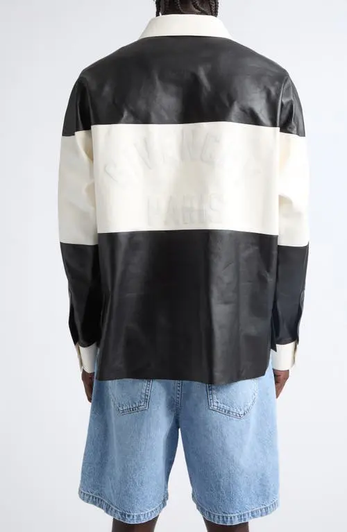 Givenchy Bicolor Long Sleeve Leather Polo