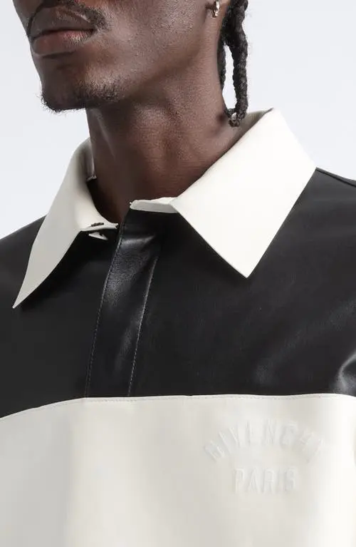 Givenchy Bicolor Long Sleeve Leather Polo