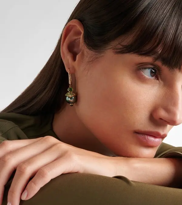 Marina B 18kt Yellow Tsavorite And Diamond Drop Earrings