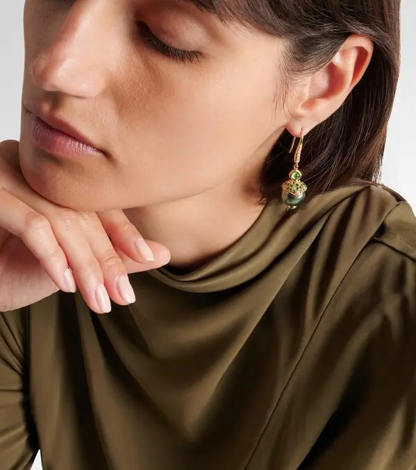 Marina B 18kt Yellow Tsavorite And Diamond Drop Earrings