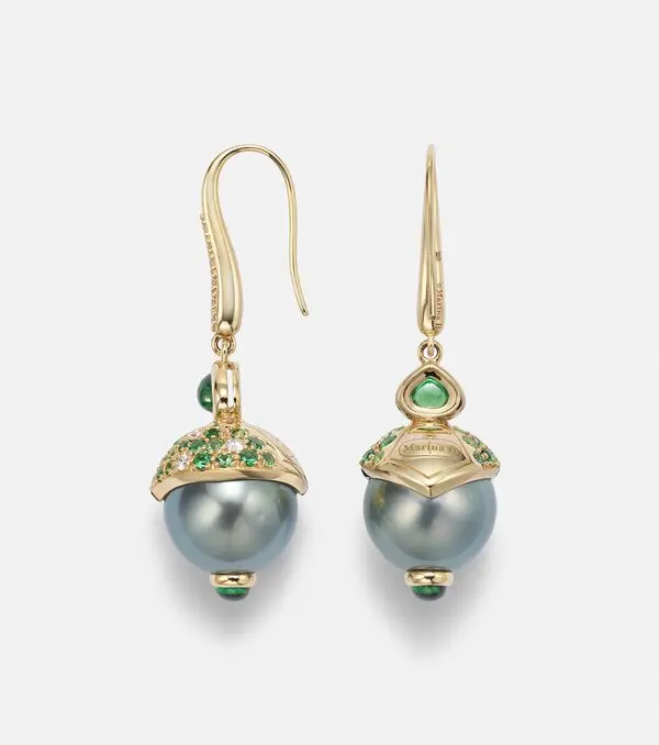 Marina B 18kt Yellow Tsavorite And Diamond Drop Earrings