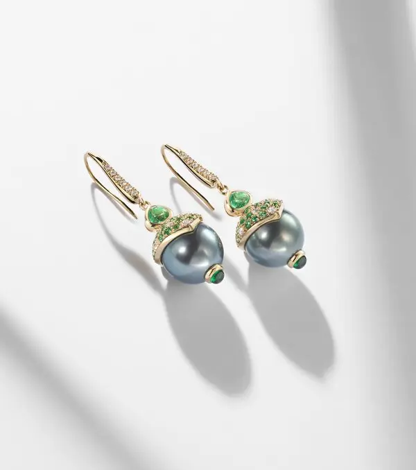 Marina B 18kt Yellow Tsavorite And Diamond Drop Earrings