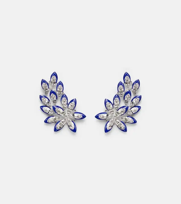 KAMYEN Petal 18kt White Gold Earrings With Diamonds - Silver