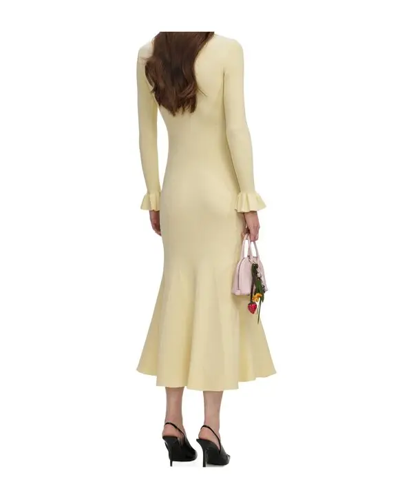 SELF-PORTRAIT Viscose Knit Tie Midi Dress