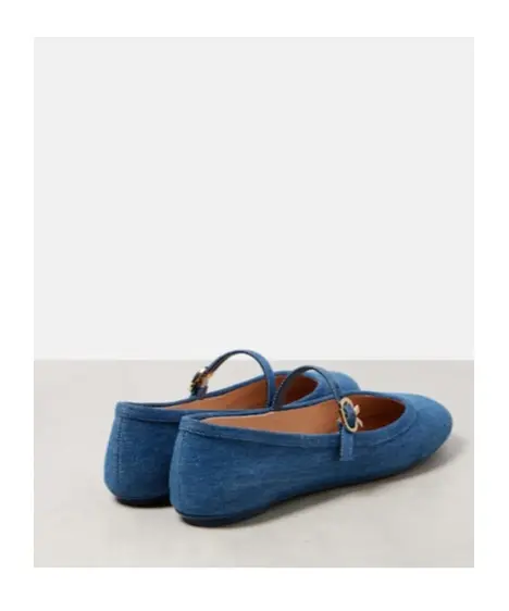 GIANVITO ROSSI Denim Mary Jane Flats