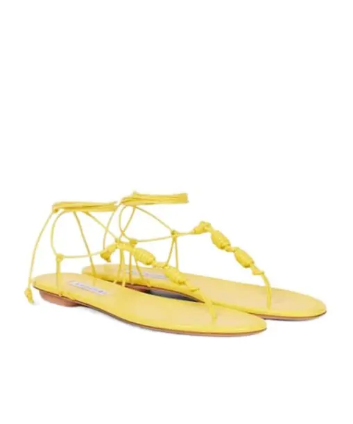 AQUAZZURA Versatile Soft Leather Sandals - Yellow