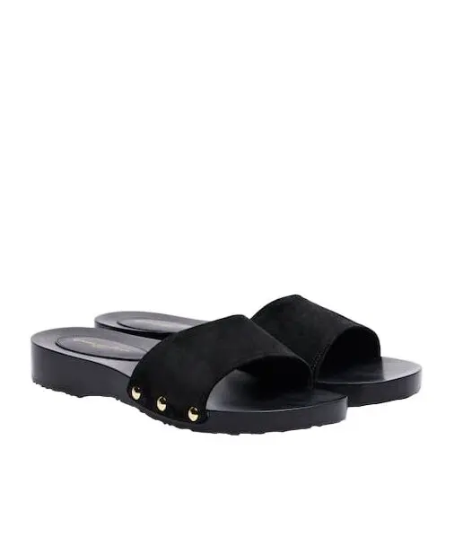 GIANVITO ROSSI Riviera Suede Slides - Black