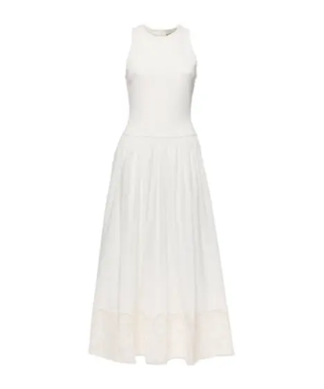 ALEMAIS Pegasus Embroidered Cotton Poplin Midi Dress - White