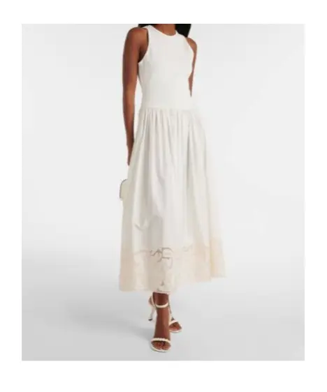 ALEMAIS Alémais Pegasus Embroidered Cotton Poplin Midi Dress