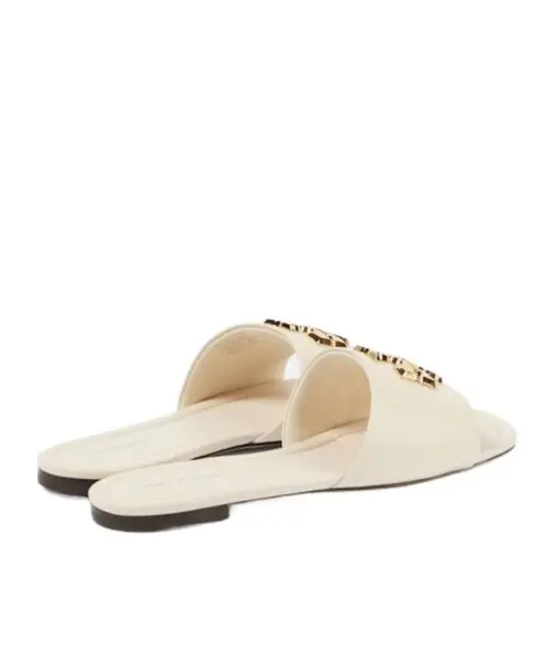 Tory Burch Eleanor T Monogram Leather Slides
