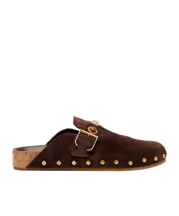 Veronica Beard Fern Embellished Suede Mules