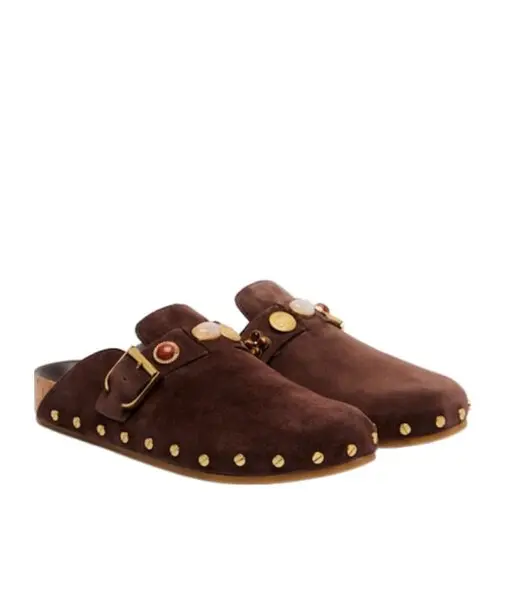 Veronica Beard Fern Embellished Suede Mules