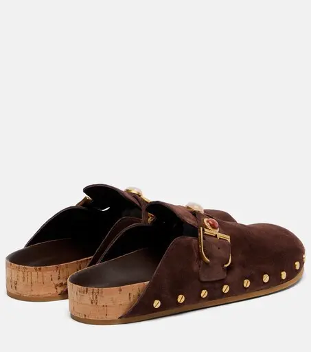 Veronica Beard Fern Embellished Suede Mules
