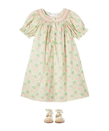 Bonpoint Floral Smocked Cotton Dress