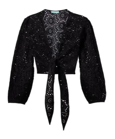 Melissa Odabash Pia Cotton Lace Top - Black