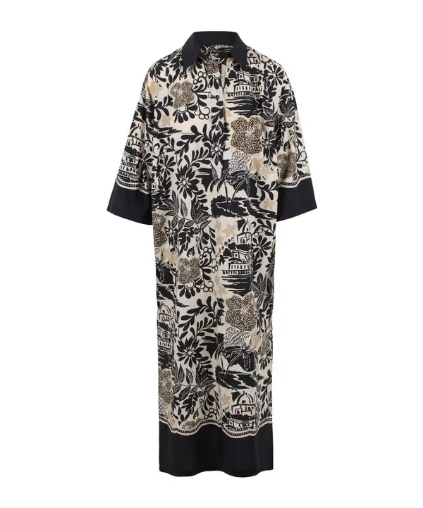 ERMANNO FIRENZE Graphic-print Button-up Midi Dress