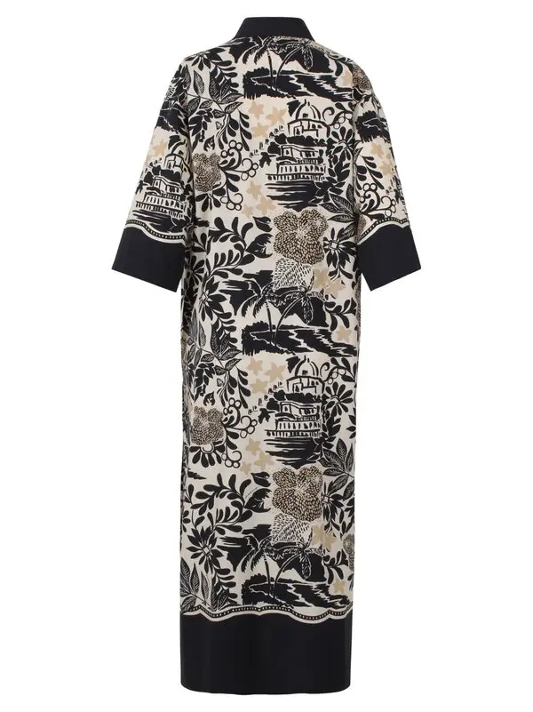 ERMANNO FIRENZE Graphic-print Button-up Midi Dress