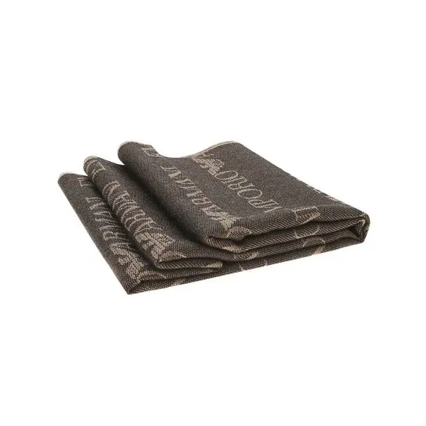 Emporio Armani Logo Patterned Fringed Scarf