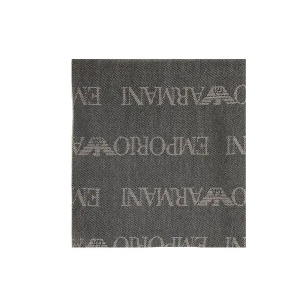 Emporio Armani Logo Patterned Fringed Scarf