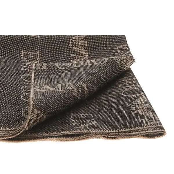 Emporio Armani Logo Patterned Fringed Scarf
