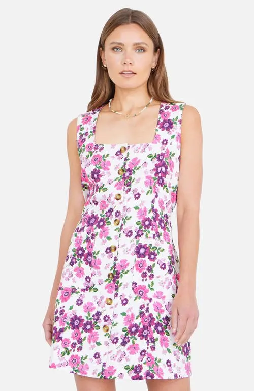 YUMI Retro Floral Cotton Pinafore Dress - Pink