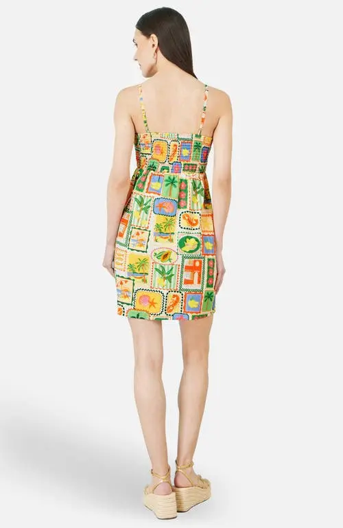 YUMI Postcard Print Mini Sun Dress