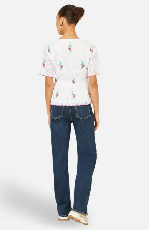 YUMI Broderie Anglaise Tie Top