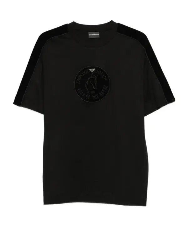 Emporio Armani Velvet-panel T-shirt - Black