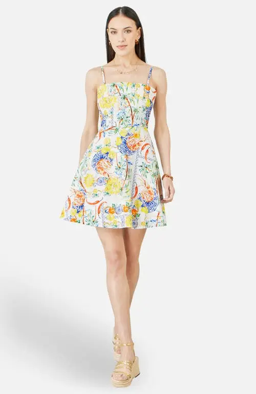 YUMI Print Cotton Mini Sun Dress