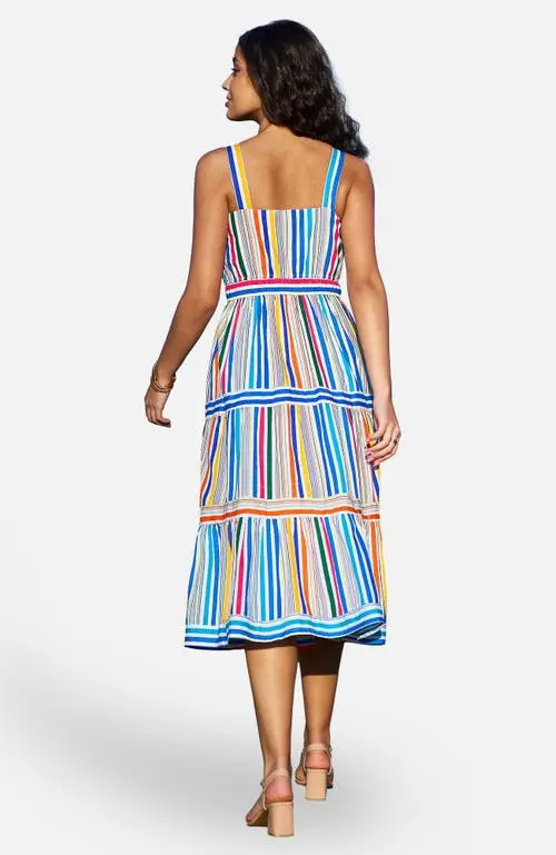 YUMI Stripe Cotton Midi Sun Dress