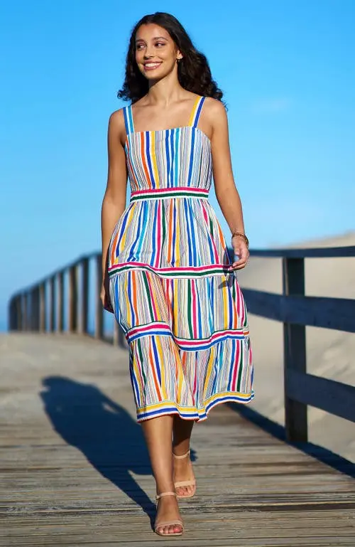 YUMI Stripe Cotton Midi Sun Dress
