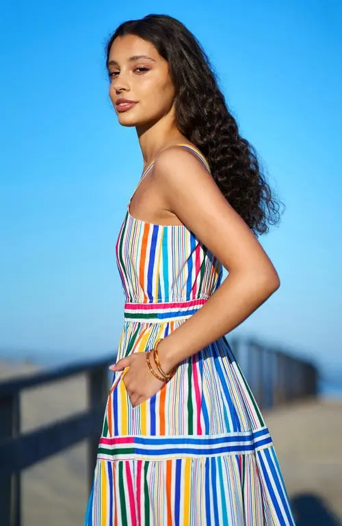 YUMI Stripe Cotton Midi Sun Dress