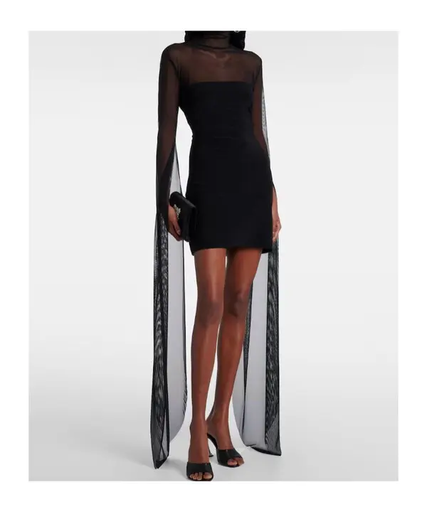 Norma Kamali Turtleneck Jersey And Mesh Minidress