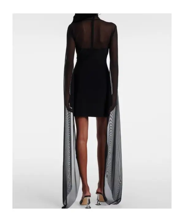 Norma Kamali Turtleneck Jersey And Mesh Minidress