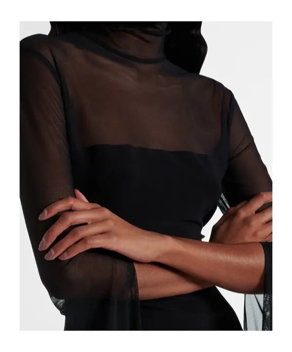 Norma Kamali Turtleneck Jersey And Mesh Minidress
