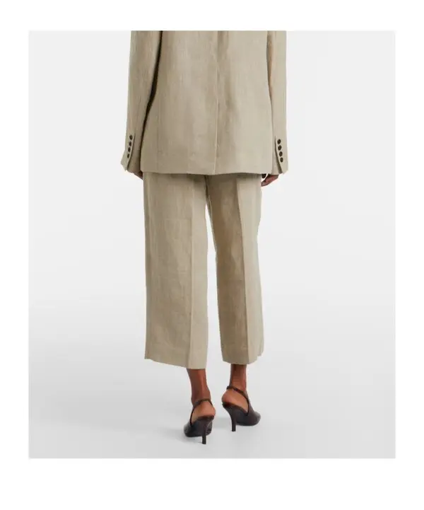 TOTEME Cropped Linen Wide-leg Pants