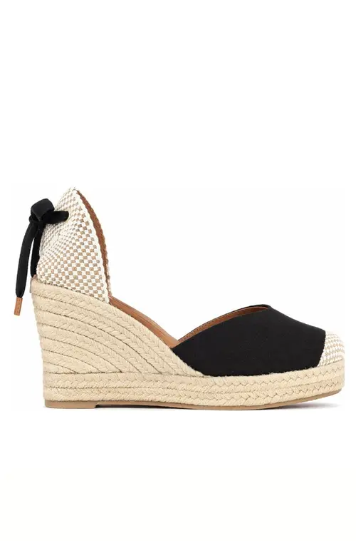 MENINA STEP Jimena High Laces Espadrille Sandal - Black