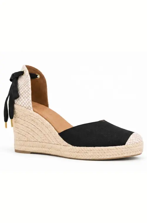 MENINA STEP Jimena High Laces Espadrille Sandal - Black
