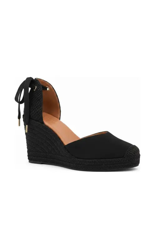 MENINA STEP Jimena High Laces Espadrille Sandal - Black