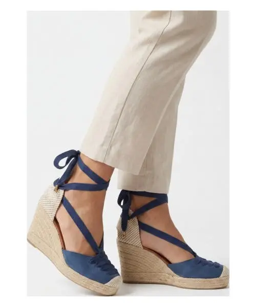 MENINA STEP Jimena High Laces Espadrille Sandal - French Blue