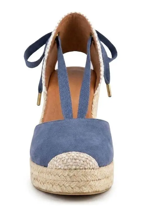 MENINA STEP Jimena High Laces Espadrille Sandal - French Blue