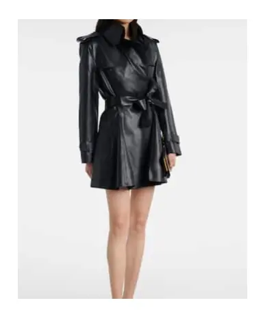 Norma Kamali Belted Double-breasted Flared Minidress