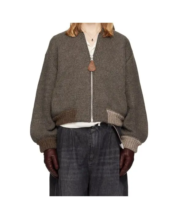 MAGLIANO Knitted Zipper Casual Jacket - Brown