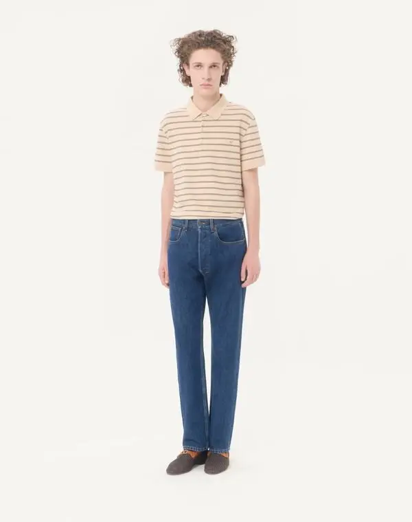 Valentino Garavani Cotton Pique Polo Shirt With Vgold Stripes