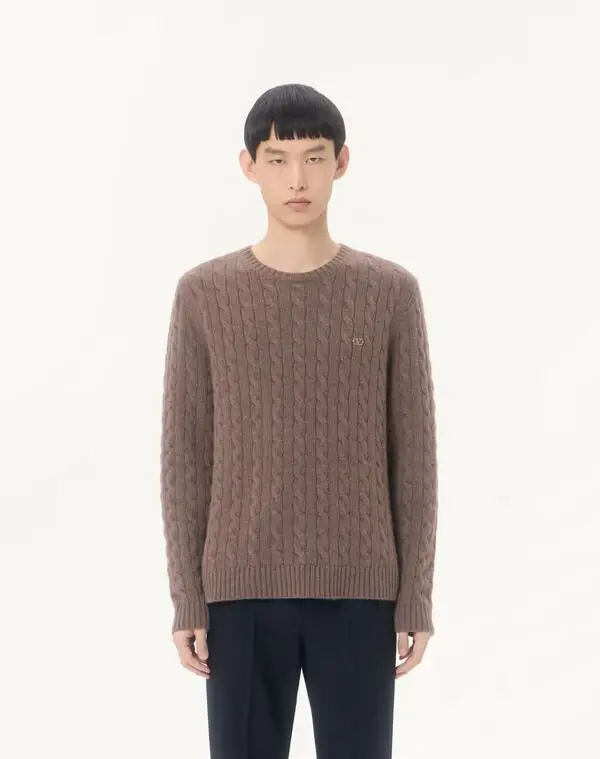 Valentino Garavani Cable-knit Vlogo Cashmere Pullover