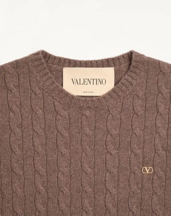 Valentino Garavani Cable-knit Vlogo Cashmere Pullover