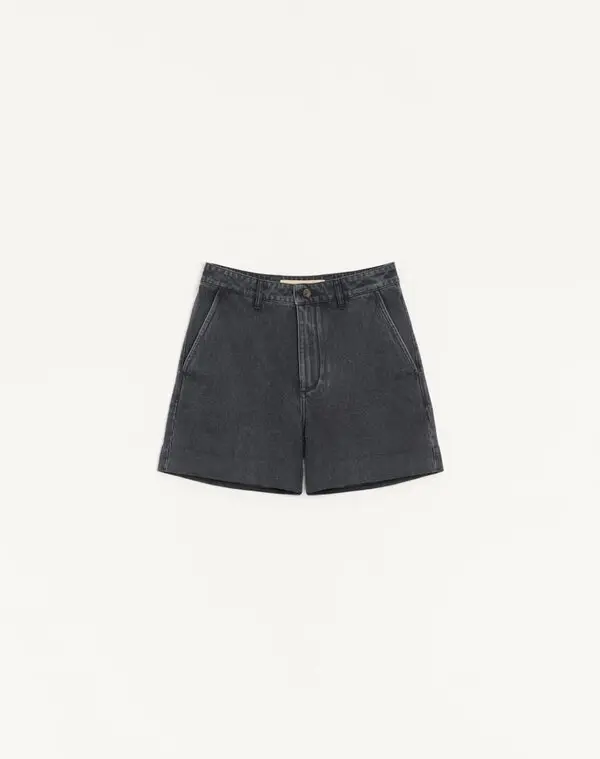 Valentino Garavani Cuffed Denim Bermuda Shorts - Black