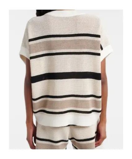 Brunello Cucinelli Openwork Striped Knit Sweater