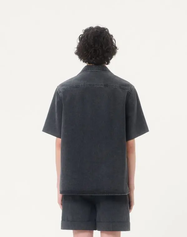 Valentino Garavani Denim Bowling Shirt With Vgold